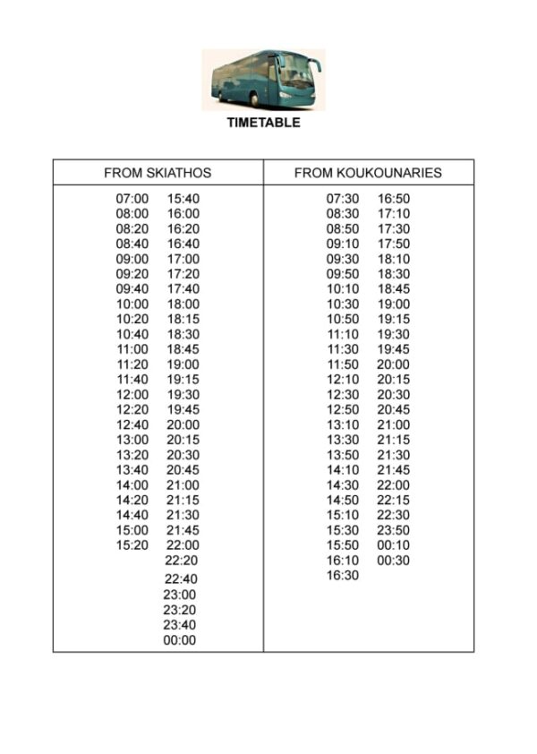 Bus Timetable - Iloveskiathos